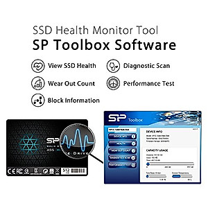 SP 512GB SSD 3D NAND A55 SLC Cache Performance Boost SATA III 2.5" 7mm (0.28") Internal Solid State Drive (SP512GBSS3A55S25)