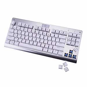 MechanicalEagle Z-77 75% Mechanical Keyboard | Aluminium Panel | Clicky Blue Switches | Rainbow LED Backlit | N-Key Rollover | 87-Key Tenkeyless | Hot Swappable |Spare Switches Included