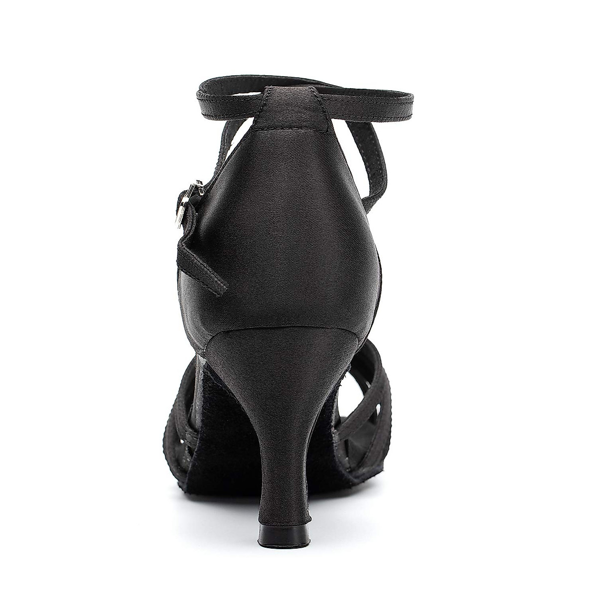 Dress First Ballroom Dance Shoes Women Latin Salsa Bachata Shoes Suede Sole Wedding Performance Dance Shoes 2.76'' Heel Black