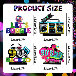 90s Party Decorations 4Pcs 90s Table Centerpieces Retro 1990s Hip Hop Party Table Favors 90's Table Toppers Centerpieces for 90s Theme Party Supplies