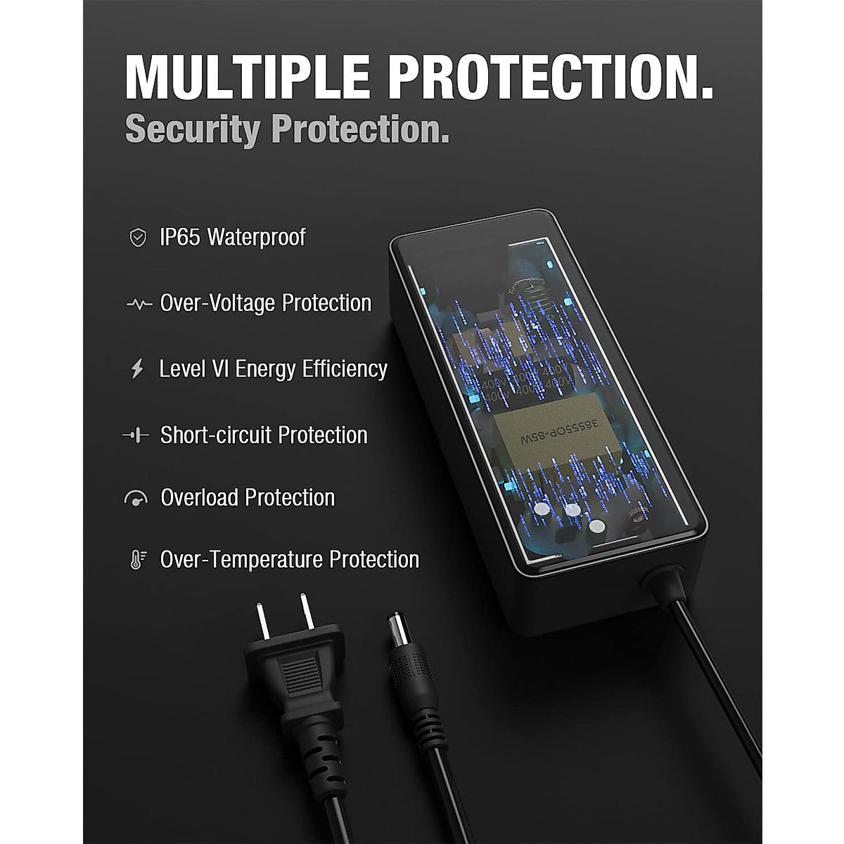 54.6V 2A eBike Charger for 48V Lithium Battery Compatible with 48V Lectric XP 1.0/2.0/3.0,Lectric XPremium, DC 5.5-2.5/2.1mm Bicycle Battery Charger Power Adapter