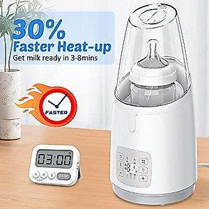Baby Bottle Warmer, Baby Bottle Warmer for Breastmilk, Formula and Food, Fast Baby Food Heater, Milk Warmer with Defrost, Heat Baby Food Jars Function