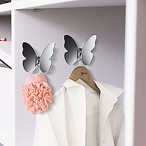 NUANNUAN Grey Creative Butterfly Coat Hook Wall Mounted Hanging Brass Decoration Porch Rack, Home Purses Clothes Hoodies Bath Towel Hangers for Bedroom Bathroom Office Closet Wardrobe Cupboard