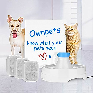 OWNPETS Replacement Cotton Activated Carbon Filters for Cat Dog, Pet Water Drinking Fountain 3 Packs