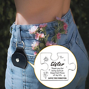 FTONENI Pocket Token Gifts for Sister Birthday Christmas Gifts from Sister Brother Long Distance Relationship Thank You Gifts Puzzle Piece Keepsake with PU Leather Keychain - PTA03
