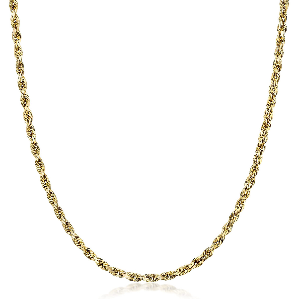 PORI JEWELERS 18K Yellow Gold 1.5MM, 1.8MM, 2MM, 2.5MM, 3MM, 4MM, or 5MM Diamond Cut Rope Chain Necklace Unisex Sizes 16"-30" (3MM, 24)