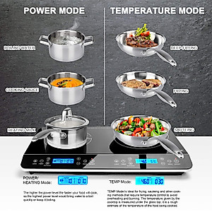 Duxtop LCD Portable Double Induction Cooktop 1800W Digital Electric Countertop Burner Sensor Touch Stove, 9620LS/BT-350DZ
