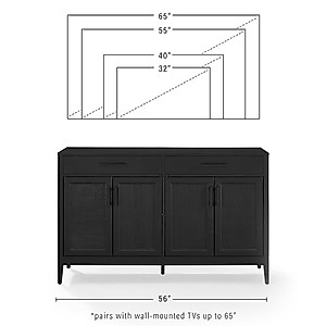 Crosley Furniture Milo Modern Sideboard Buffet Cabinet with Storage Cabinets and Drawers, Kitchen, Dining, Black