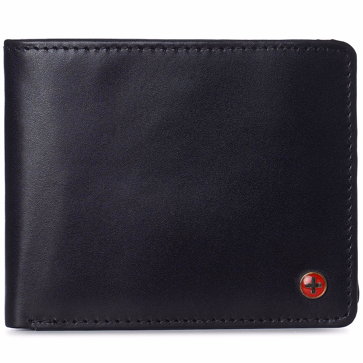 Alpine Swiss RFID Connor Passcase Bifold Wallet For Men Leather Comes in a Gift Box Smooth Finish Black