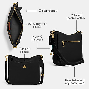 COACH Polished Pebble Leather Chaise Crossbody, Black, One Size