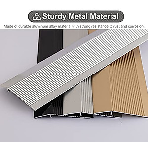 Transition Strip Metal Threshold Strip for Carpet to Floor, Black Non-Slip Edging Trim Strips for Uneven Floors/Vinyl Planks/Wood to Tile, Easy to Install