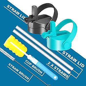 SYACOT 32 oz 40 oz 64 oz Stainless Steel Water Bottle, Insulated Double Wall Vacuum Leak Proof Water Flask, Metal Thermo Canteen Mug —Wide Mouth with 2 Straw Lids (32 oz, Mint/Pink/Purple)