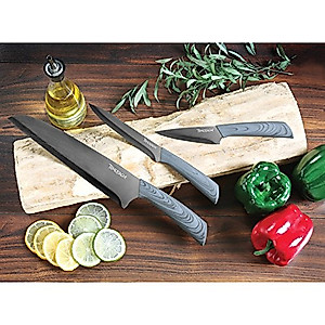 Hampton Forge Tomodachi HMC01A612C Raintree Ash – 3 Piece Knife Set with Matching Blade Guards