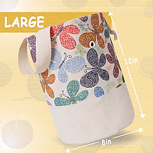 TOGETRUE Yarn Bag, Knitting Crochet Bag, Portable Yarn Storage Bags Organizer for Crocheting Project, Store Skein Ball, Short Knitting Needle (Large, Butterfly)