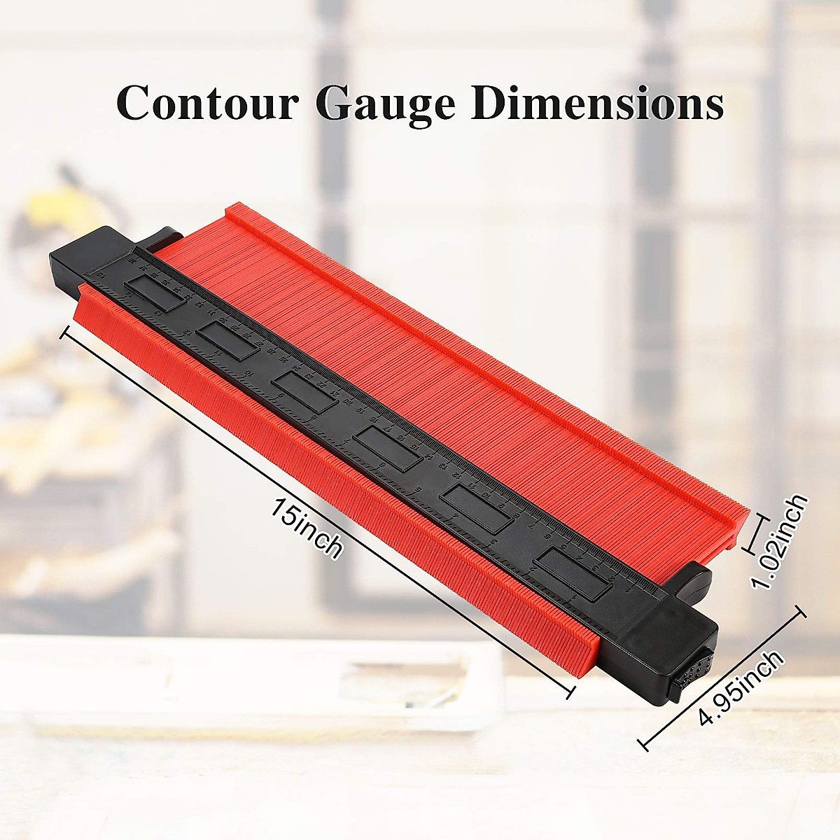 Holulo 15inch Contour Gauge with Adjustable Lock,Contour Duplication Gauge Profile Tool,Precisely Copy Irregular Shape Duplicator for DIY Handyman, Construction,Corners