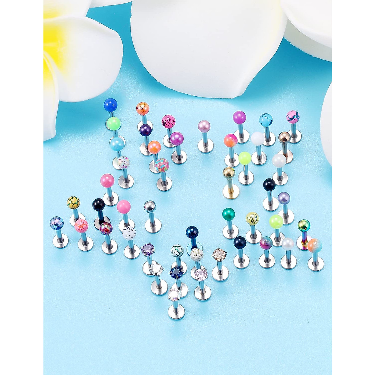 Vsnnsns 16G Lip Rings Stainless Steel Labret Monroe Lip Rings Nail Cartilage Tragus Helix Earrings Studs Ring Medusa Piercing Jewelry for Women Men 8mm