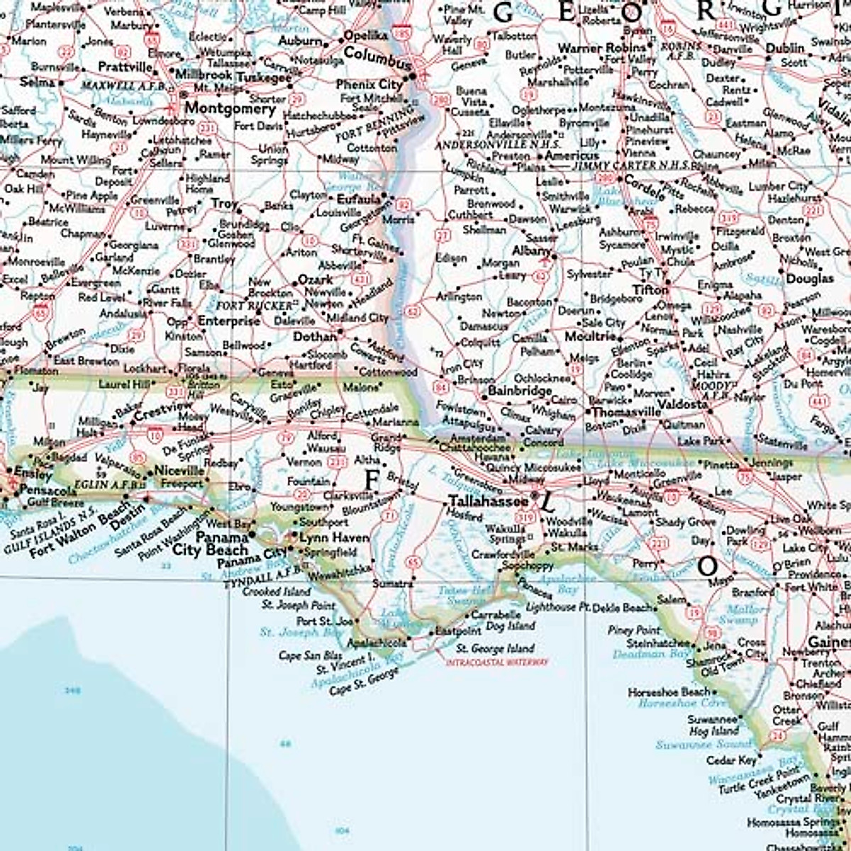 National Geographic Maps: Southeastern U.S.A Wall Map - Compact - 21 x 16 inches