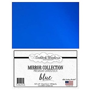 Mirror Blue Metallic Mirricard Cardstock - 8.5 X 11 inch - 100 lb / 12Pt - 10 Sheets from Cardstock Warehouse