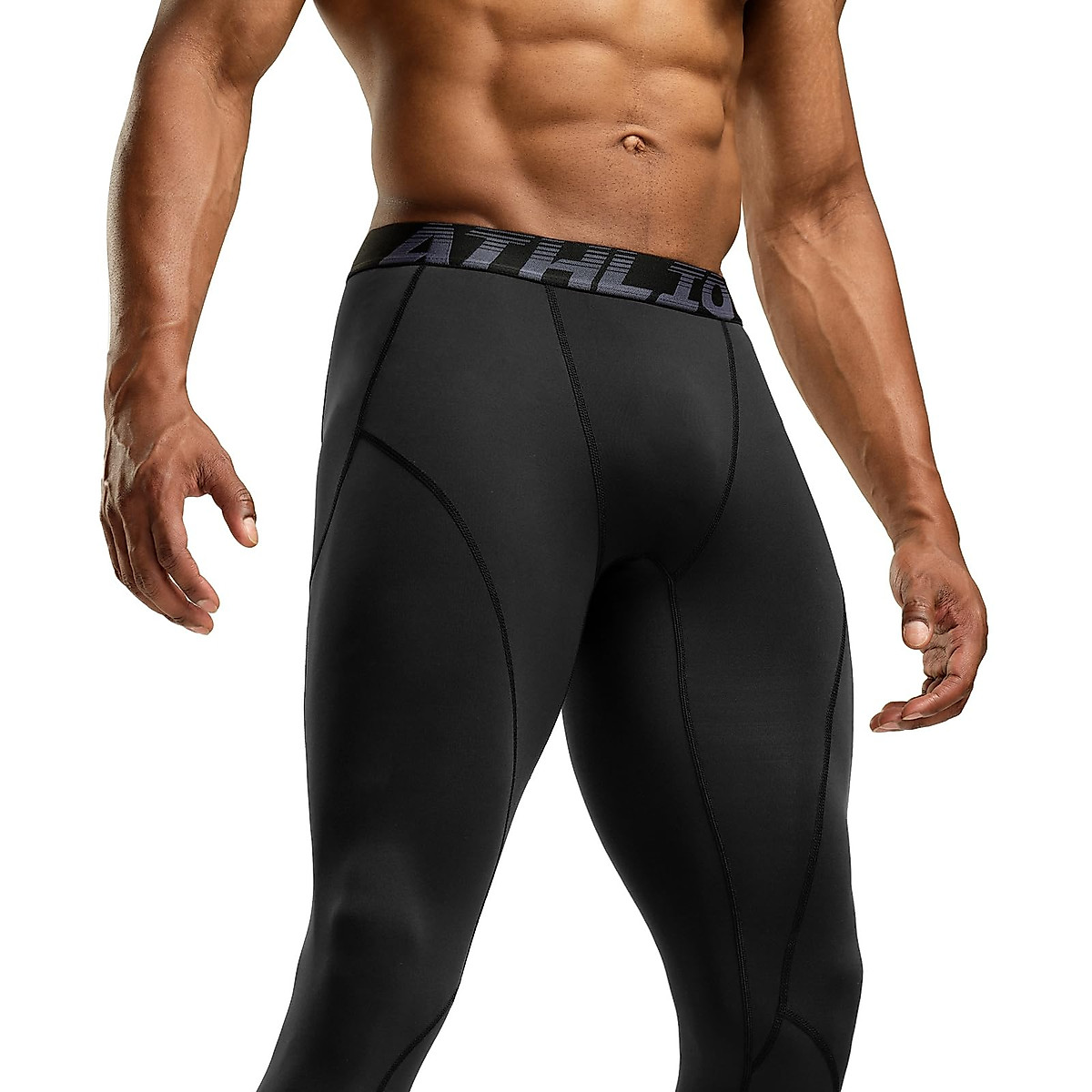 ATHLIO Men's Thermal Compression Pants, Athletic Running Tights & Sports Leggings, Wintergear Base Layer Bottoms, 3pack Thermal Pants Black/Black/Black, Large