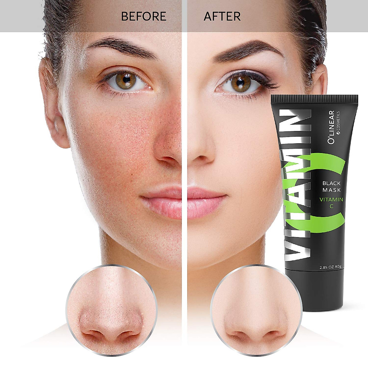 Peel Off Face Mask Charcoal Organic Bamboo with Vitamin C Blackhead Remover Mask, Activated Charcoal Face Mask Skincare Dark Spot Remover for Men and Women, Blackhead Extractor Acne Mask 2.7 oz 80 g