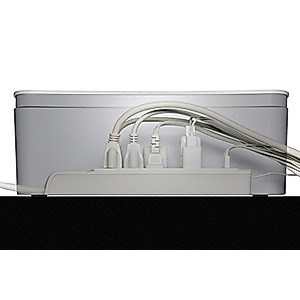 UT Wire In-Box Extra Large Cable Organizing Management Box for Under Desk Surge Protector Concealer White