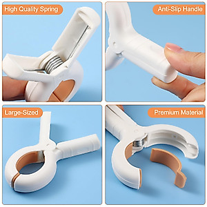 12 Pack Beach Towel Clips, Heavy Duty Towel Clips for Chairs Cruise Strong Anti-Rust Springs Clothespins for Laundry Keep Towel Clothes Blankets Dry on Clothesline and Hanging Rack Khaki and Blue