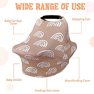 Boho Baby Car Seat Cover Boho Nursing Cover Rainbow Car Seat Canopy Soft Breathable Stretchy Shopping Cart High Chair Cover for Boys and Girls Breastfeeding Multi Use Shower Gift