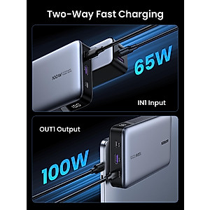 UGREEN 100W 20000mAh Power Bank, Nexode Portable Charger USB C 3-Port PD3.0 Battery Pack Digital Display, for MacBook Pro/Air, iPad, iPhone 15 Pro, Galaxy S24 Ultra, Steam Deck, Dell XPS and More