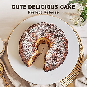 KITESSENSU 9 inch Non-Stick Cake Pans, 12 Cups Premium Fluted Cake Pans for baking, Heavy Duty Carbon Steel Tube Pan Baking Mold-Grey