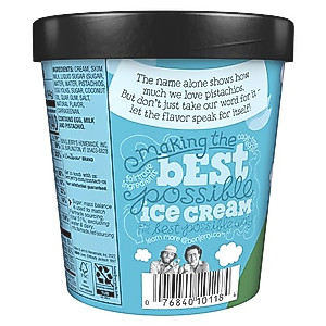 Ben & Jerry's Pistachio Pistachio Ice Cream Pint Non-GMO 16 oz