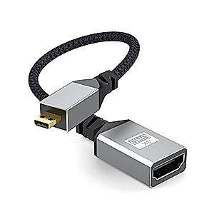 CLAVOOP Micro HDMI to HDMI Adapter, HDMI 2.0 Female to Micro HDMI Male Cable Adapter 4K@60Hz HDR 3D 18Gbps Compatible for Raspberry Pi 4 GoPro Black Hero7 Camera 7R A6000 B500 - Grey
