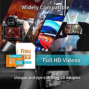 TCELL MASSTIGE 128GB microSDXC Memory Card with Adapter - A1, UHS-I U3, V30, 4K, Micro SD Card, Read speeds up to 100 MB/s, Full HD & 4K UHD Microsd