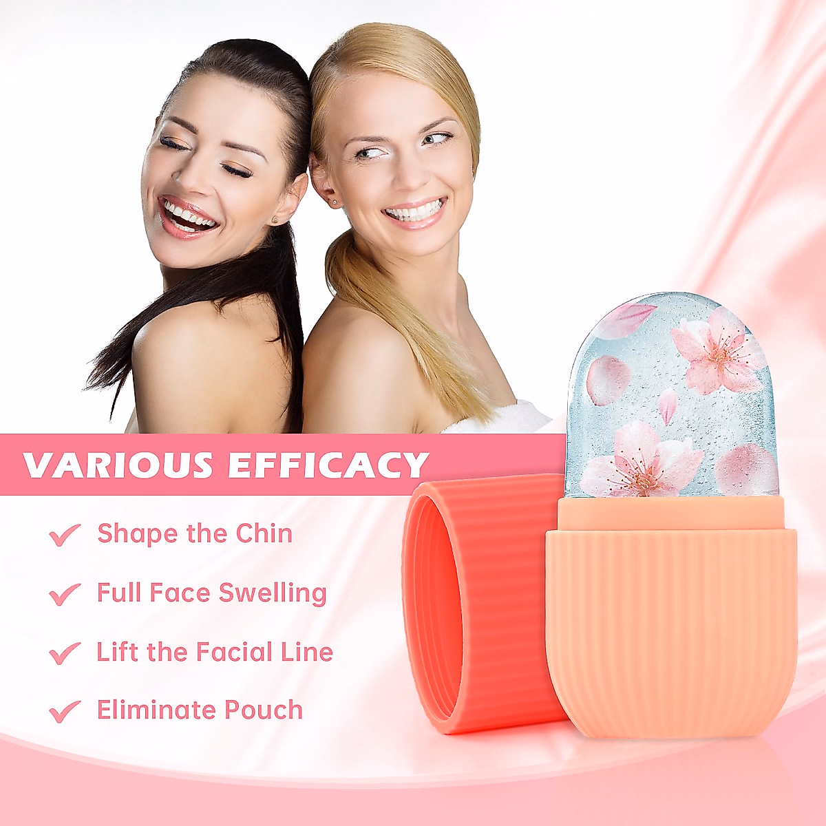 Ice Roller for Face and Eye, Upgrated Ice Face Roller Puffiness Relief Ice Roller Skin Care Tools, Ice Facial Cube,Self Care Gift for Men Women, Silicone Ice Mold for Face Beauty (Red)