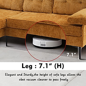 WOTSTA 82.7" Convertible Sectional Sofa, L Shaped Couch with Reversible Chaise, Modern Chenille Sectional Sofa for Living Room, Comfy 3 Seat Sofa Couch for Apartment, Small Spaces(Yellow)