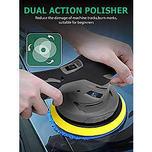 Cordless Car Buffers and Polishers Kit with 2pcs 12V Lithium Rechargeable Battery Polisher with Variable Speed, 2.0Ah Portable Buffer Kit for Buffer/Polisher/Sander (Dark Grey)
