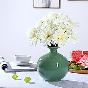 TOPIA Artificial African Daisies Flowers African Daisy Silk Flowers Artificial Gerbera Daisies Pack of 10 (White)