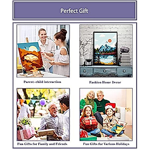 LWZAYS Paint by Number for Adults,Mountain Lake Landscape Paint by Numbers,Without Frame DIY Oil Painting Acrylic Paints for Wall Art（6 Pack 8X12 Inch