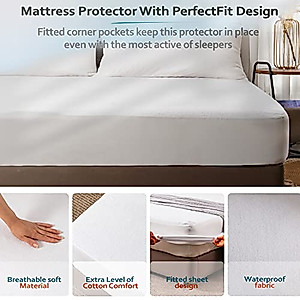 PlushDeluxe Waterproof Mattress Protector, Breathable Soft Cotton Terry Surface (Twin)