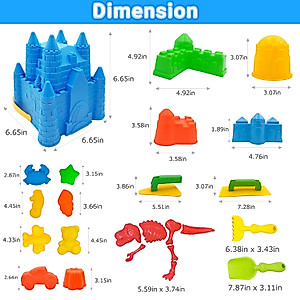 25 Pcs Kids Beach Sand Toys Set, Beach Toys Includes Castle Bucket, Sand Molds, Beach Shovel Tool Kit, Sand Castle Building Kits, Kids Outdoor Toys Sandbox Toys for Toddlers Kids Outdoor Play