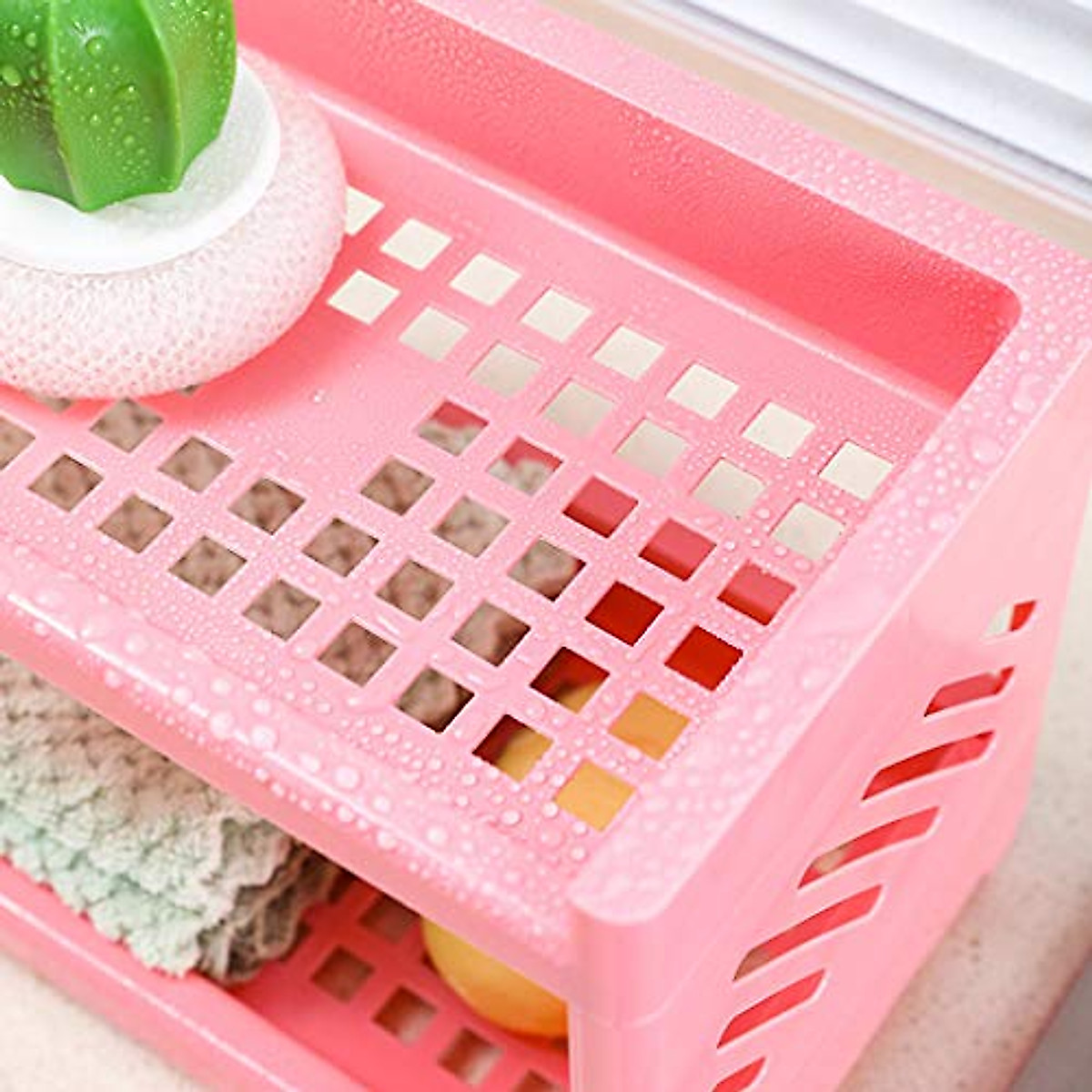 zgs78hh Double Layer Hollow Shelf, Plastic Cosmetics Desktop Finishing Bathroom Accessories Organizer,Storage Rack,2 Tier Shelf Holder, White