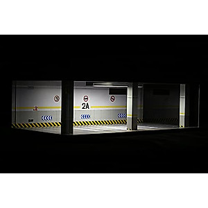 1/24 Scale Die-cast Car Garage Display Case with Clear Acrylic Cover and LED Lighting for 4 Parking Space (1:24-4 Parking 2A)
