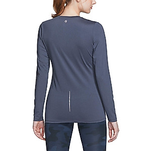 ATHLIO Women's UPF 50+ Long Sleeve Workout Shirts, UV Sun Protection Running Shirt, Dry Fit Athletic Tops, Round Neck 3pack Shirts Black/Charcoal/Navy, X-Large