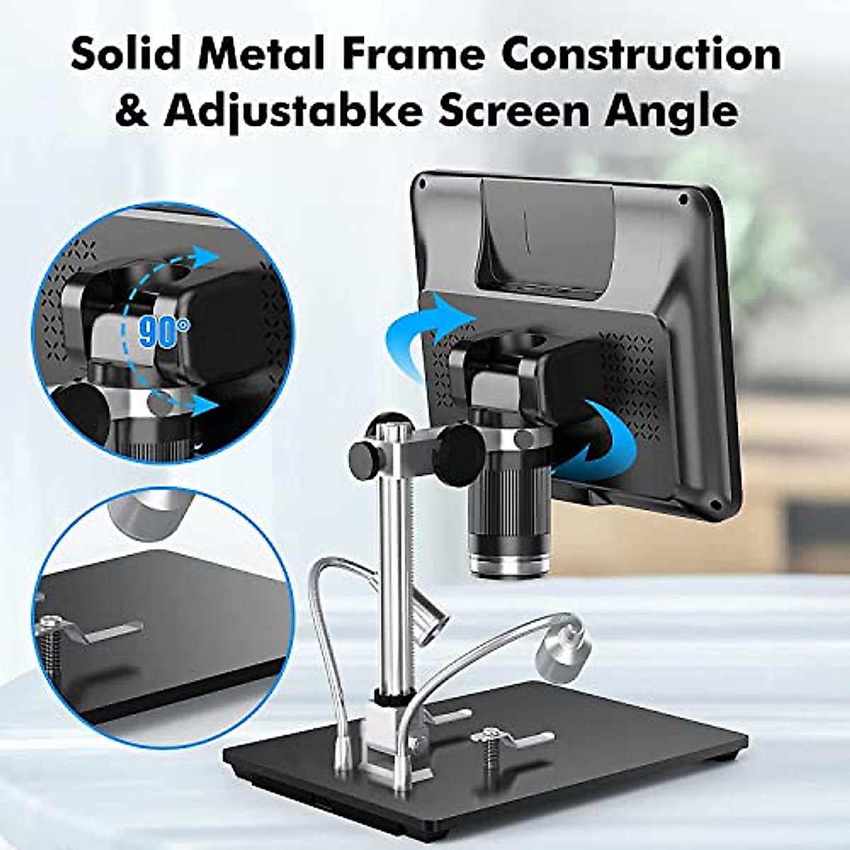 10" LCD Digital Microscope- Soldering Microscope for Electronics Repair, Opqpq USB Coin Magnifier with Light & Large Screen for Error Coins, PCB Board Watch Micro Solder Microscopes Station for Adults