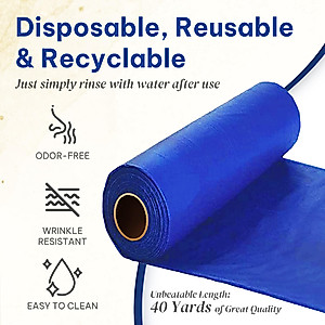 Amatra All-Purpose Plastic Table Cover Roll with Self-Cutter, Alternative to Regular Tablecloth, Disposable Table Cover, Plastic Table Cloth, 54 inches x 120 feet (40 Yards), Blue