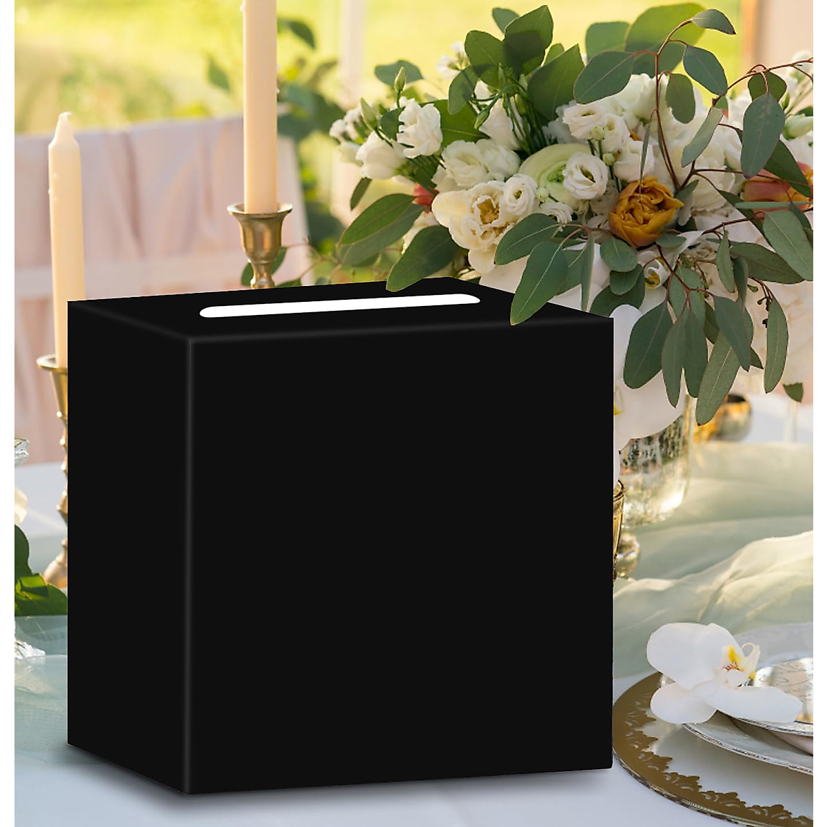 SietDESEO Black Card Box Diy Gift Card Box Money Card Box Holder for Wedding Reception Baby Shower Bridal Shower Birthday Party Black Wedding Card Box