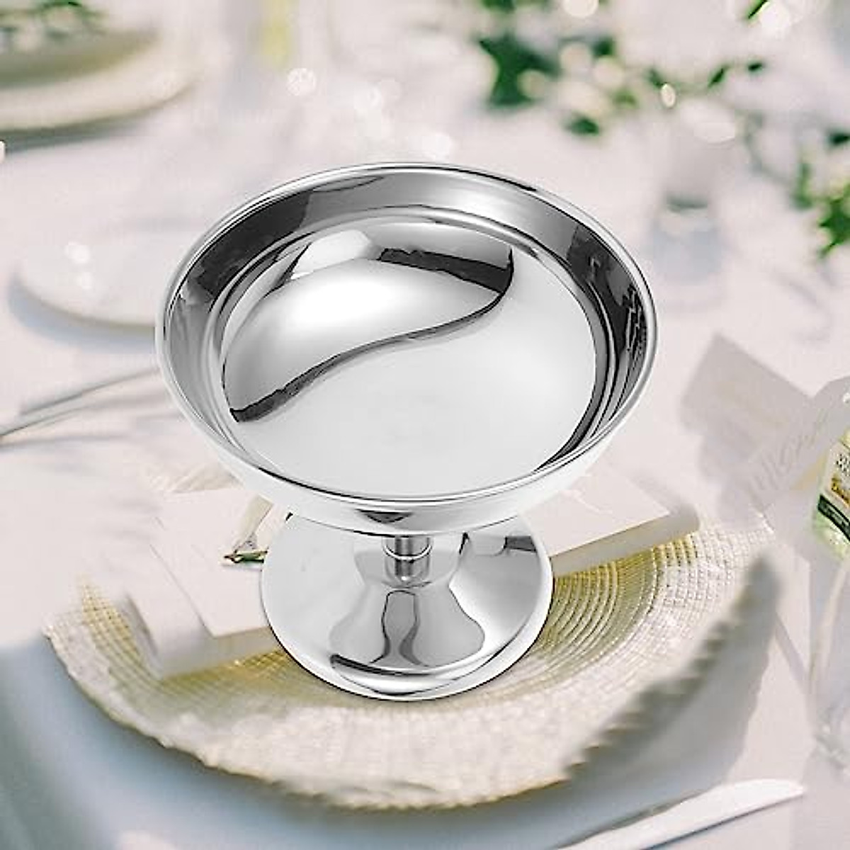 DOITOOL Pudding Cups Ice Cream Cups Dessert Dish Stainless Steel Sundae Bowls Snack Yogurt Cup Pudding Cup Salad Cup Serving Dish Fruit Container Footed Trifle Tasters