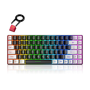 Snpurdiri K84 Wired Gaming Keyboard, 75% RGB Backlit Keyboard, Premium Compact Keyboard for PC, Laptop, Gaming, Office (84 Keys, Black-White)