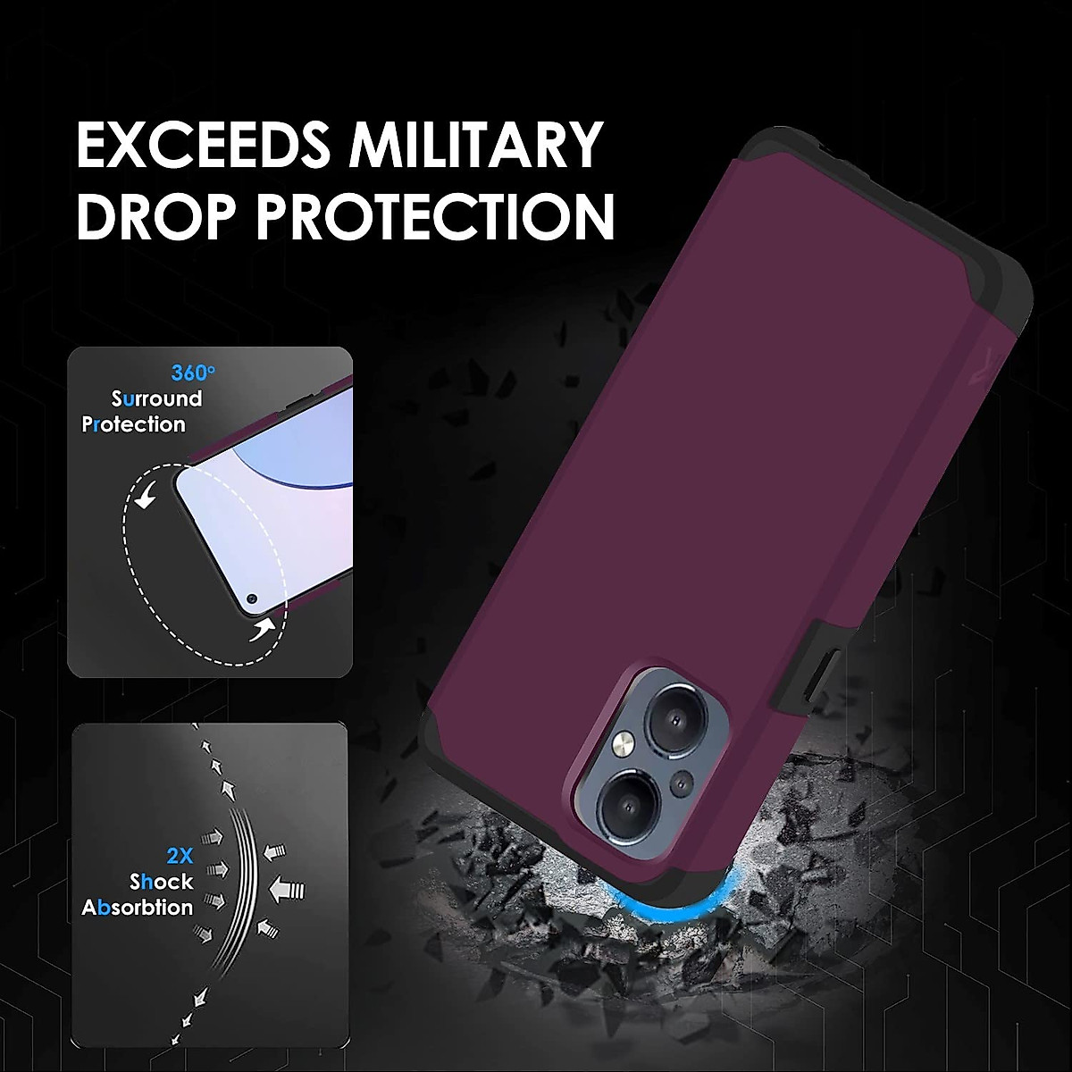 HRWireless Compatible for Oneplus Nord N20 5G CaseSeries with Premium Original Minimalistic Design for Shock Absorption, Accidental Drops, Scratches, Heavy Duty Shockproof Hybrid Cover