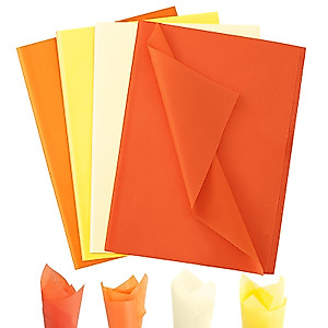 Simetufy Orange Tissue Paper for Gift Bags, 120 Sheets 14 x 20 Inches Yellow Wrapping Paper for Packaging, Tissue Paper Bulk for Fall, Halloween, Thanksgiving, Birthday, Holiday Decor and DIY Craft