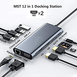 Sheng Jie USB Type C Hub to HDMI MST 4K VGA 12 in 1 Adapter USB C HUB 3.0 Docking Station RJ45 LAN Ethernet SD TF for MacBook Thunderbolt